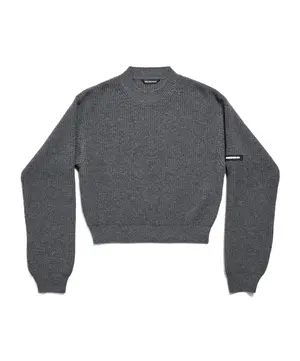 Balenciaga Logo Patch Cropped Sweater - Grey