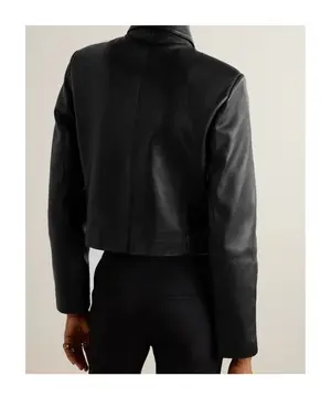 Nour Hammour Long-sleeved Leather Jacket - Black