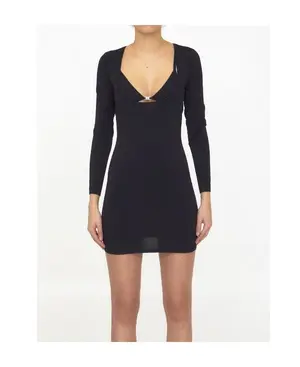 Alexander Wang Logo Detail Cut-out Long Sleeve Mini Dress
