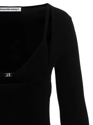Alexander Wang Logo Detail Cut-out Long Sleeve Mini Dress
