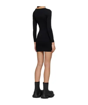 Alexander Wang Logo Detail Cut-out Long Sleeve Mini Dress