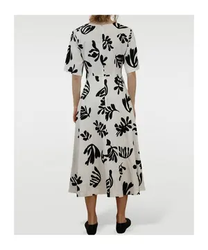 Marella Linen And Viscose Mat Dress With Floral Print