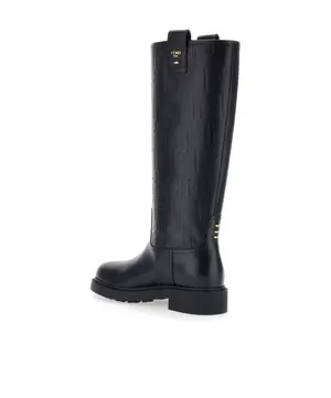 Fendi All-over Ff Embossed Knee-high Boots - Black