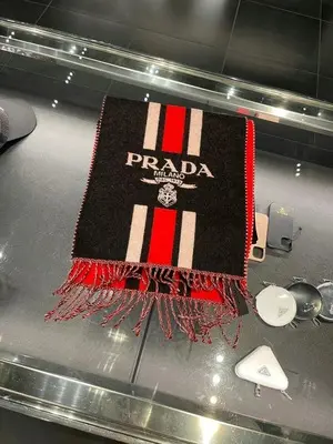 Prada Striped Logo Scarf