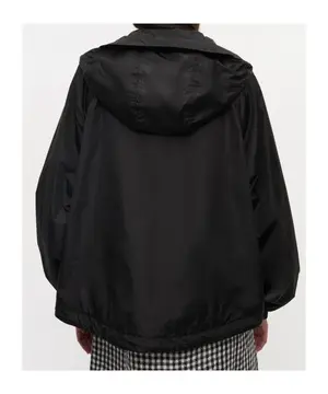 GANNI Hooded Long Sleeve Jacket With Graphic Detail - Black