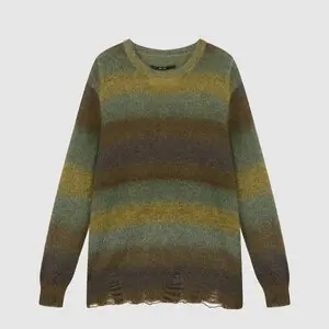 SONG FOR THE MUTE Distressed Striped Oversized Jumper