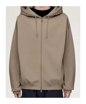 Y3 Zip-up Drawstring Hoodie - Light Brown