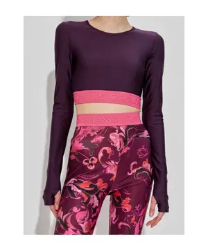 Versace Logo Band Cropped Top - Red