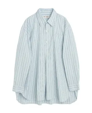 Our Legacy Oversized Popover Shirt With Stripe Pattern - Blue