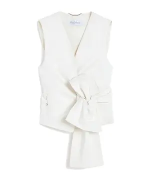Max Mara Bow Detailed Gilet - White
