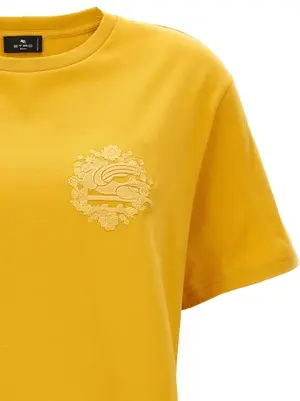 Etro Pegaso Embroidered Crewneck T-shirt - Yellow
