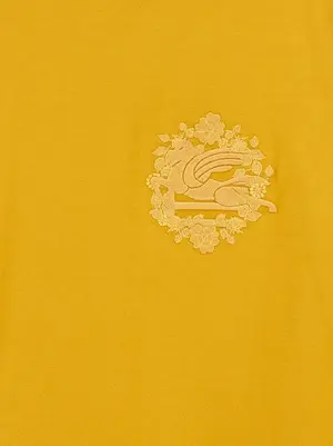 Etro Pegaso Embroidered Crewneck T-shirt - Yellow