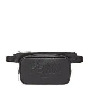 Fendi Logo Embossed Belt Bag - Black