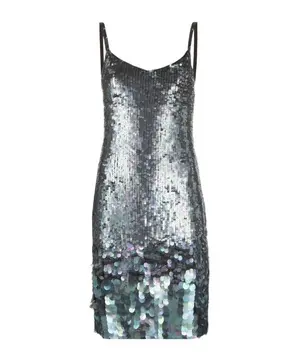 P.a.r.o.s.h Sleeveless Sequin Embellished Mini Dress - Gray