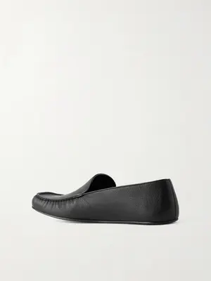 THE ROW Leo Textured Leather Loafers - Black