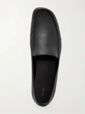 THE ROW Leo Textured Leather Loafers - Black