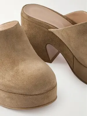 GIANVITO ROSSI 90mm Suede Platform Mules - Brown