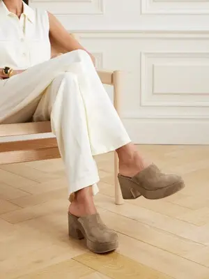 GIANVITO ROSSI 90mm Suede Platform Mules - Brown