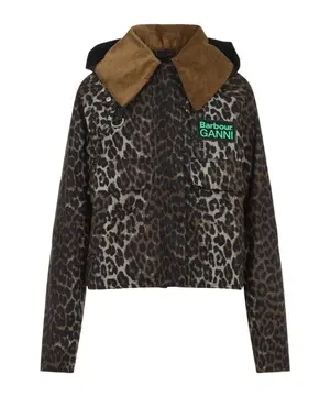 Barbour X Ganni Leopard Print Jacket - Black