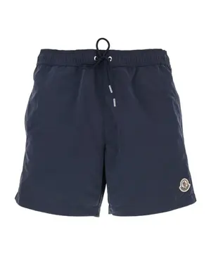 Moncler Logo Patch Drawstring Swim Shorts - Blue