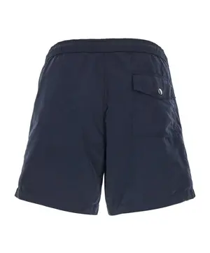 Moncler Logo Patch Drawstring Swim Shorts - Blue