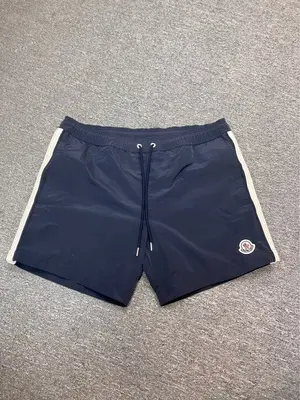 Moncler Logo Patch Drawstring Swim Shorts - Blue