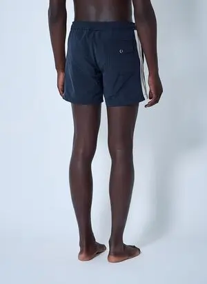 Moncler Logo Patch Drawstring Swim Shorts - Blue