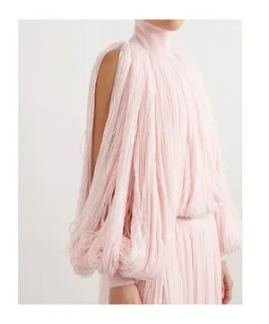 Alaïa Fringed Turtleneck Sweater - Pink