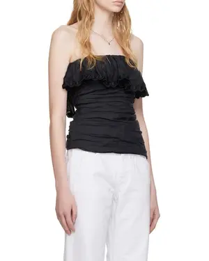 Isabel Marant Étoile Off-shoulder Ruched Top With Fan-shaped Hem