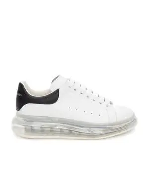 Alexander McQueen Oversized Low-top Sneakers In Smooth Leather With Transparent Sole - White