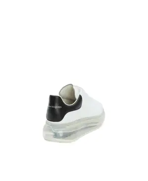 Alexander McQueen Oversized Low-top Sneakers In Smooth Leather With Transparent Sole - White