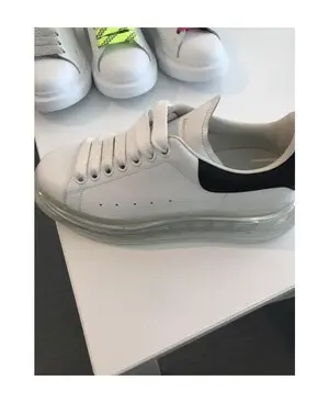 Alexander McQueen Oversized Low-top Sneakers In Smooth Leather With Transparent Sole - White