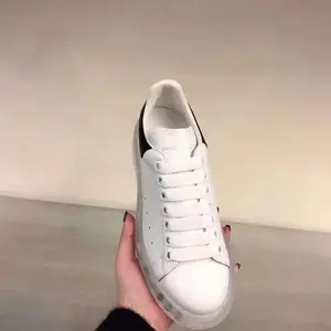Alexander McQueen Oversized Low-top Sneakers In Smooth Leather With Transparent Sole - White