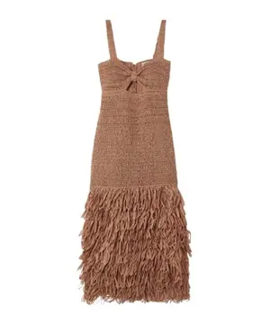 Farm Rio Crochet Maxi Dress With Fringe Detail