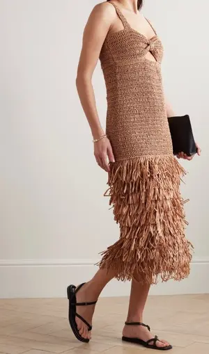 Farm Rio Crochet Maxi Dress With Fringe Detail