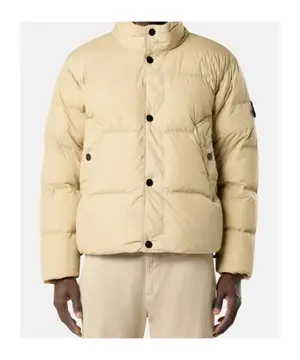 Stone Island Logo Patch High Neck Puffer Jacket - Desert