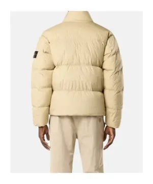 Stone Island Logo Patch High Neck Puffer Jacket - Desert