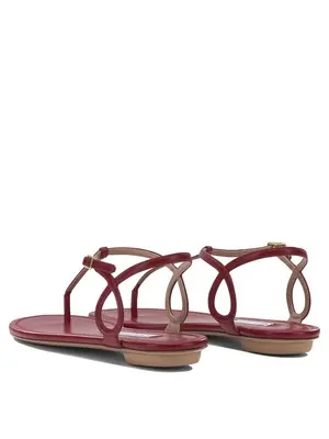 AQUAZZURA Buckle Detail Open Toe Flat Sandals - Red