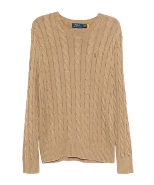 Polo Ralph Lauren Logo Embroidered Cable-knit Jumper - Nude