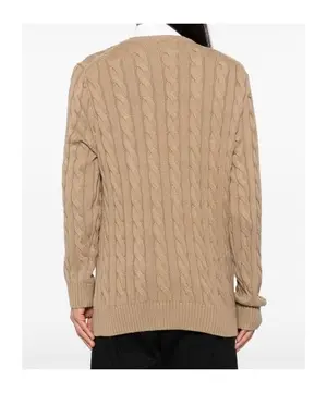Polo Ralph Lauren Logo Embroidered Cable-knit Jumper - Nude