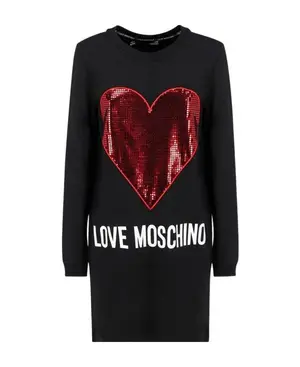 Moschino Sequin Heart Logo Dress