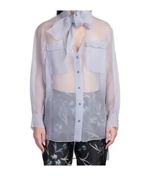 Giorgio Armani Sheer Organza Shirt With Bow Detail