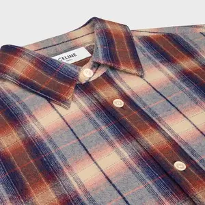Celine Loose Shirt In Checked Viscose - Vanilla/navy/red