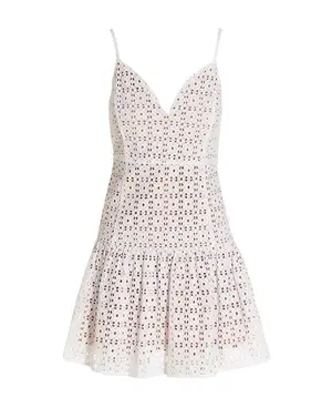 Michael Kors Eyelet Trimmed Spaghetti Strap Dress - White