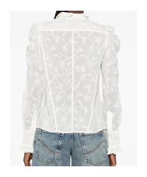 Isabel Marant Étoile Zorica Top Puff Sleeve Leaf Pattern Blouse