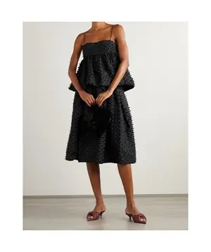 Cecilie Bahnsen Babette Fil Coupé Shell Peplum Top - Black