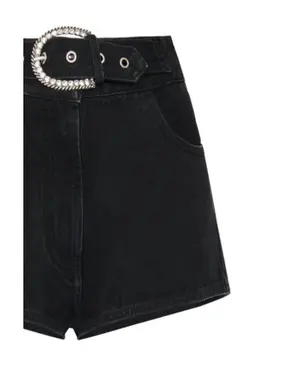 Alessandra Rich Belted High-waisted Denim Shorts