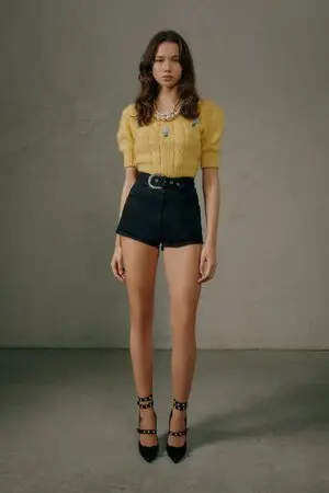 Alessandra Rich Belted High-waisted Denim Shorts