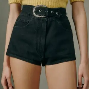 Alessandra Rich Belted High-waisted Denim Shorts