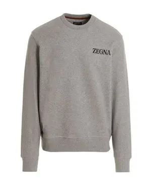 Zegna Logo-print Cotton Sweatshirt - Gray